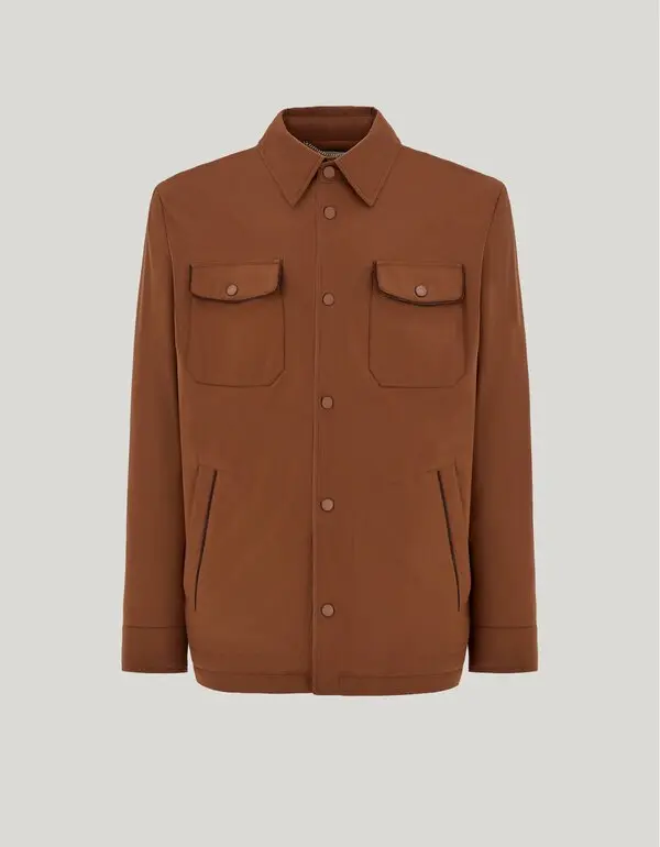 Canali Nuvola Burnt Overshirt In Technical Fabric With Membrane