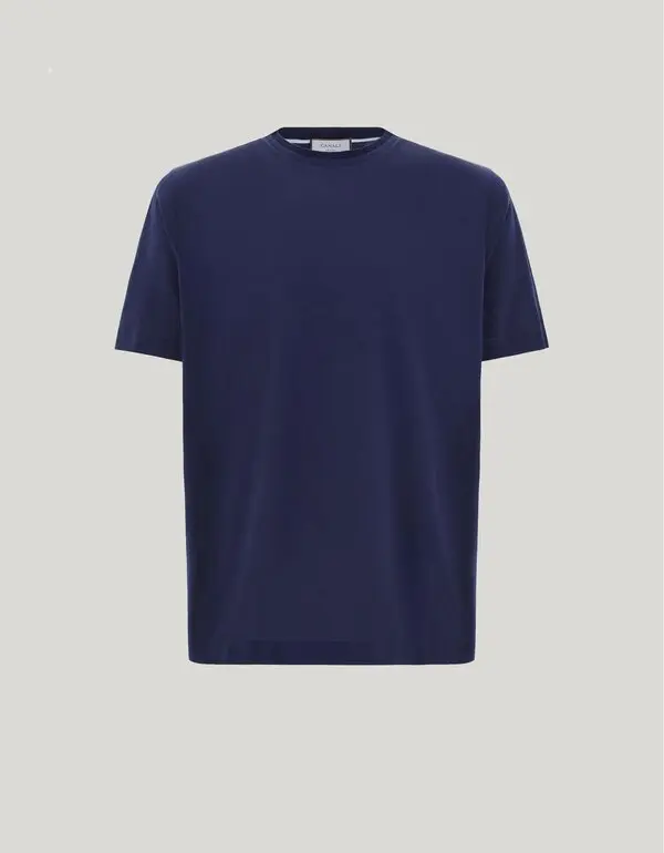 Canali Lisle Cotton T-shirt With Double Collar - Blue