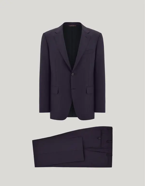 Canali Navy 160's Wool Regular-fit Suit With Herringbone Pattern - Blue