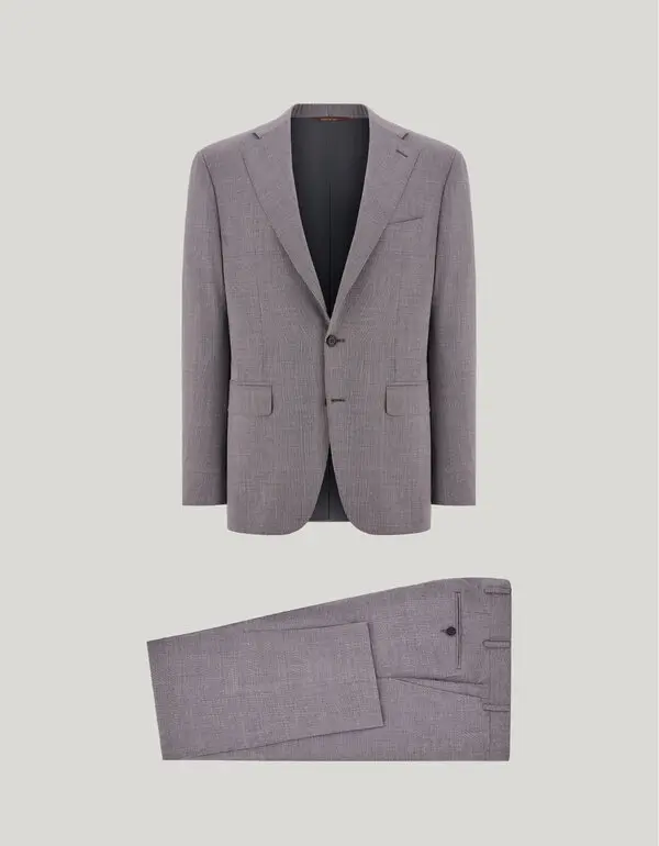 Canali Gray Pure Wool Modern-fit Suit With Micro-design - Grey