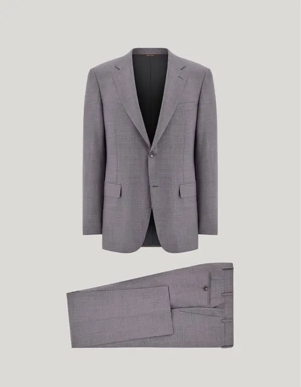 Canali Gray 150's Wool Grisaille And Silk Regular-fit Suit - Grey