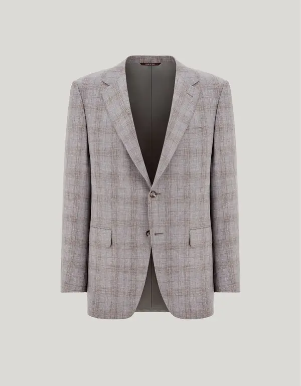 Canali Wool And Cashmere Jacket With Overcheck Motif