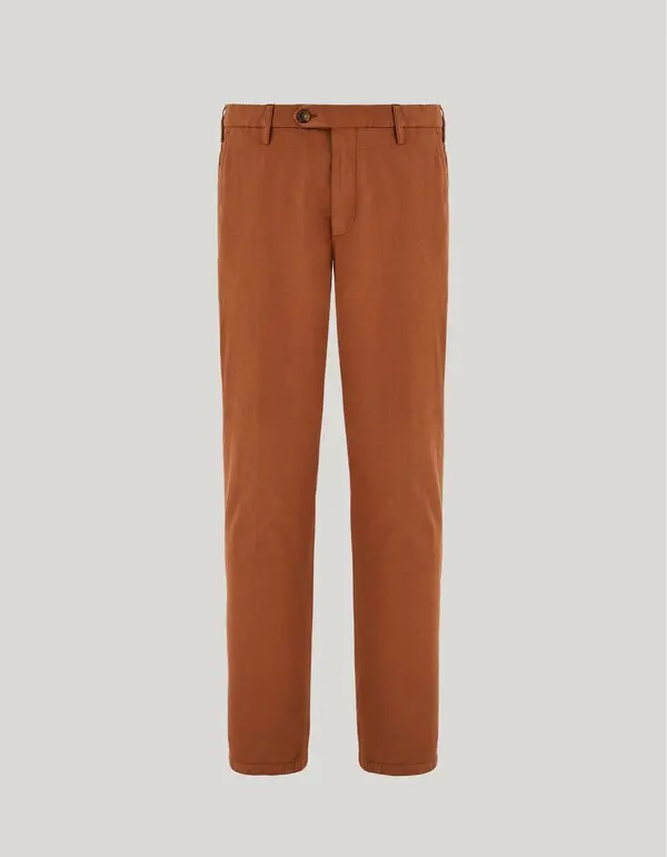 Canali Terracotta Regular Fit Chino Pants In Cotton And Silk Gabardine