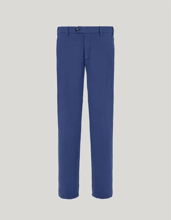 Canali Marine Regular Fit Chino Pants In Cotton And Silk Gabardine - Blue