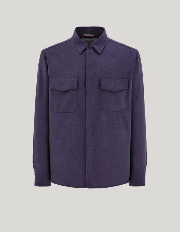 Canali Relaxed Fit Pure Wool Overshirt - Blue