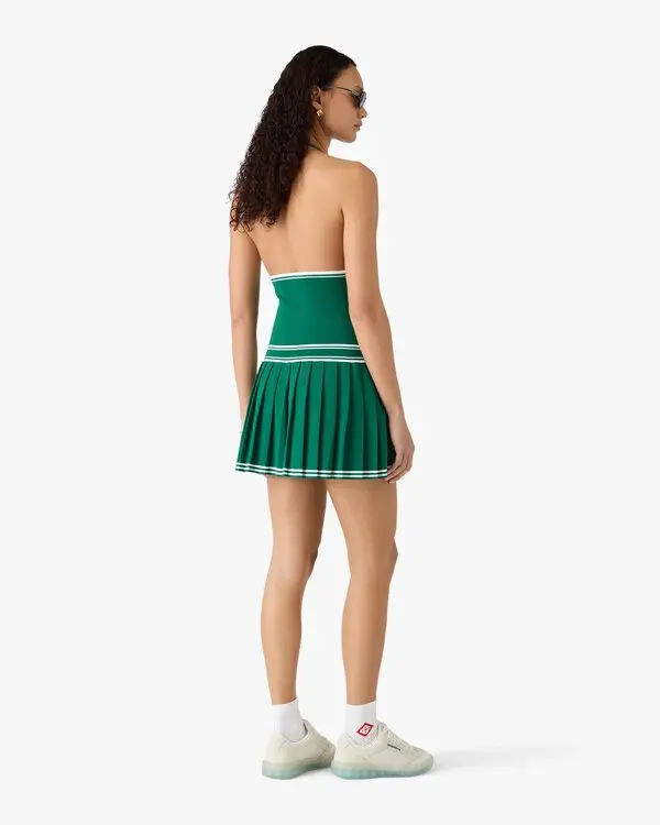 Casablanca Pleated Halter Mini Dress - Green