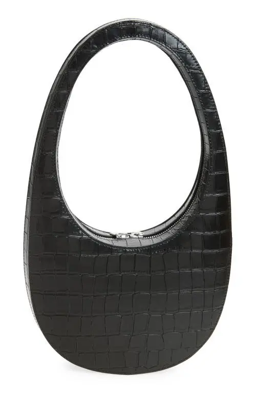 Coperni Swipe Croc-embossed Leather Handbag - Black