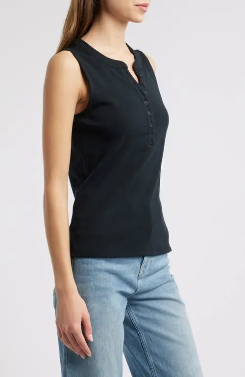 Rails Mayla Rib Henley Tank - Black