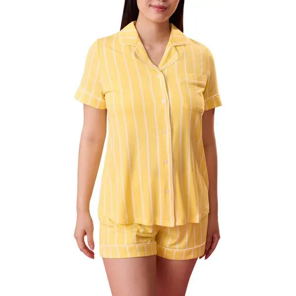 KINDRED BRAVELY Clea Maternity & Postpartum Short Sleeve Pajama Set - Dandelion Stripe