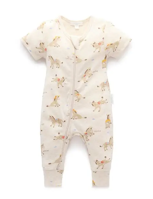 PUREBABY Rib Short Sleeve Romper - Si Senor Print