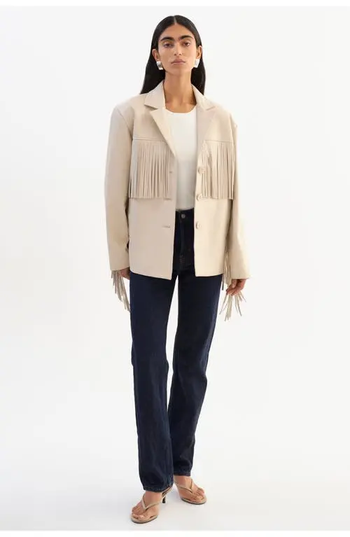 LAMARQUE Rianne Leather Fringe Jacket - Bone