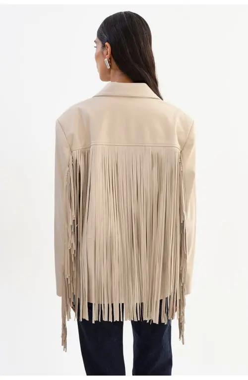 LAMARQUE Rianne Leather Fringe Jacket - Bone