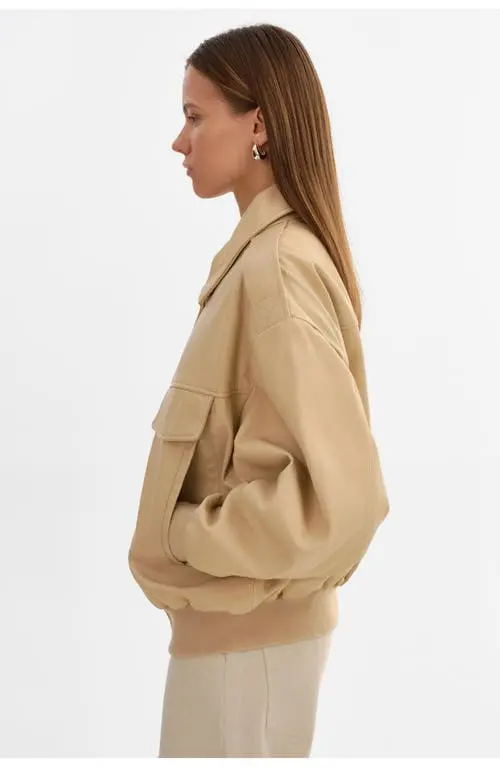 LAMARQUE Trevanna Leather Bomber Jacket - Blond