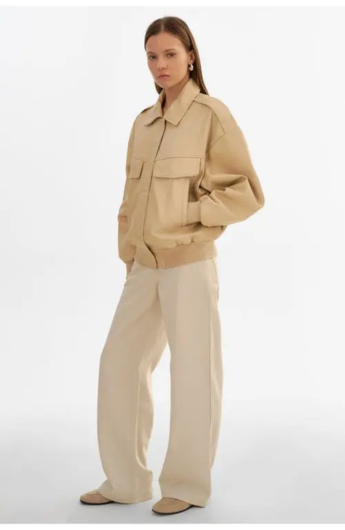 LAMARQUE Trevanna Leather Bomber Jacket - Blond