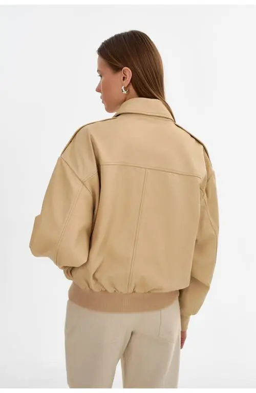 LAMARQUE Trevanna Leather Bomber Jacket - Blond