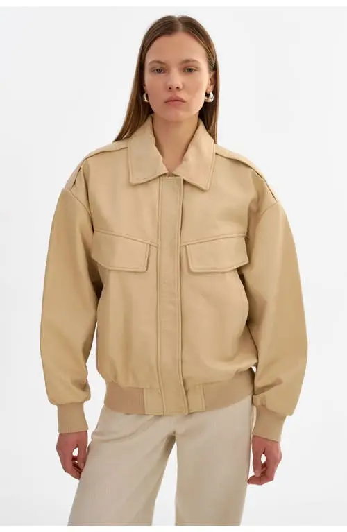 LAMARQUE Trevanna | Leather Bomber Jacket - Blond