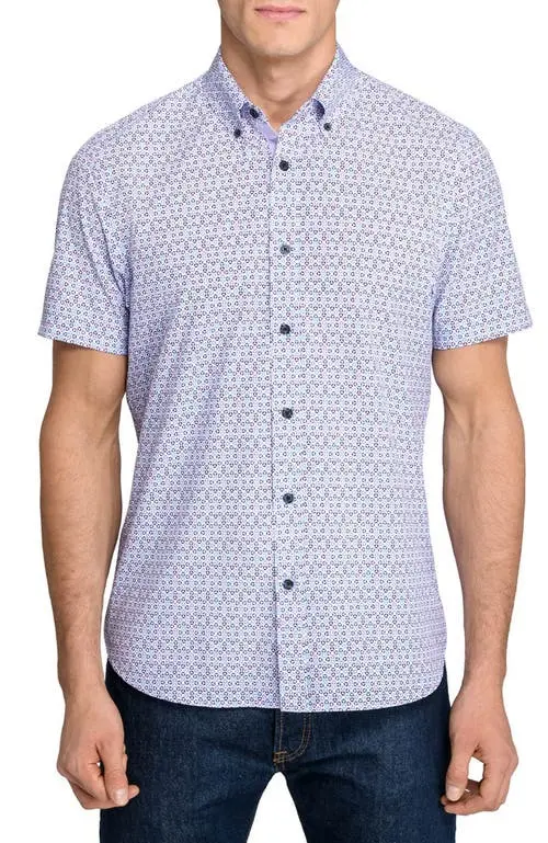 CON.STRUCT Slim Fit Circle Geo Performance Short Sleeve Shirt - Blue Purple