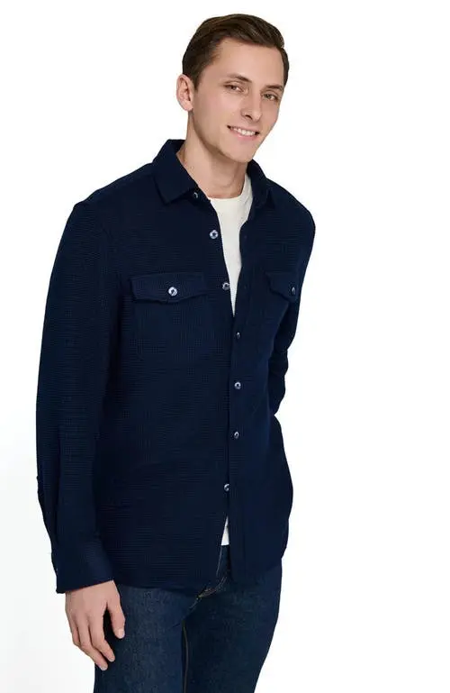 CON.STRUCT Slim Fit Solid Shirt Jacket - Navy