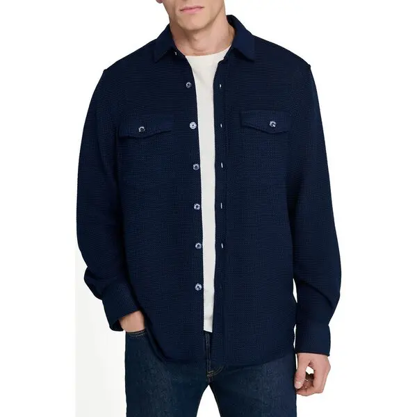 CON.STRUCT Slim Fit Solid Shirt Jacket - Navy