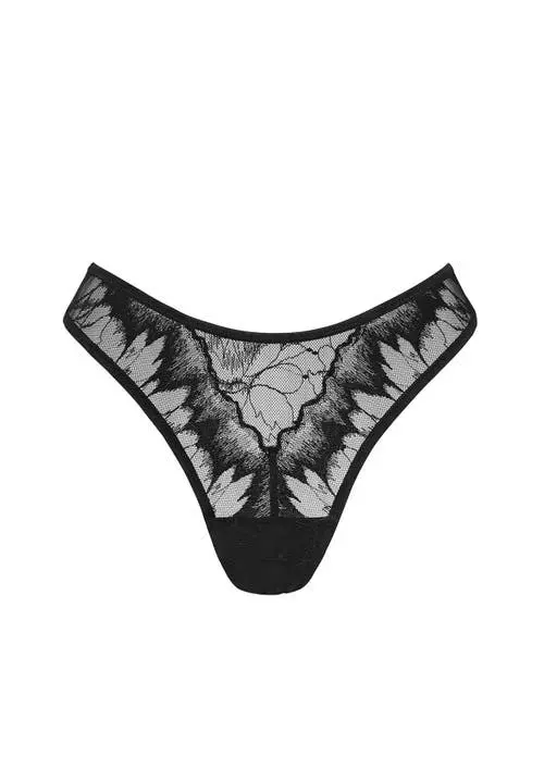 CUUP The Thong- Floral Lace - Black