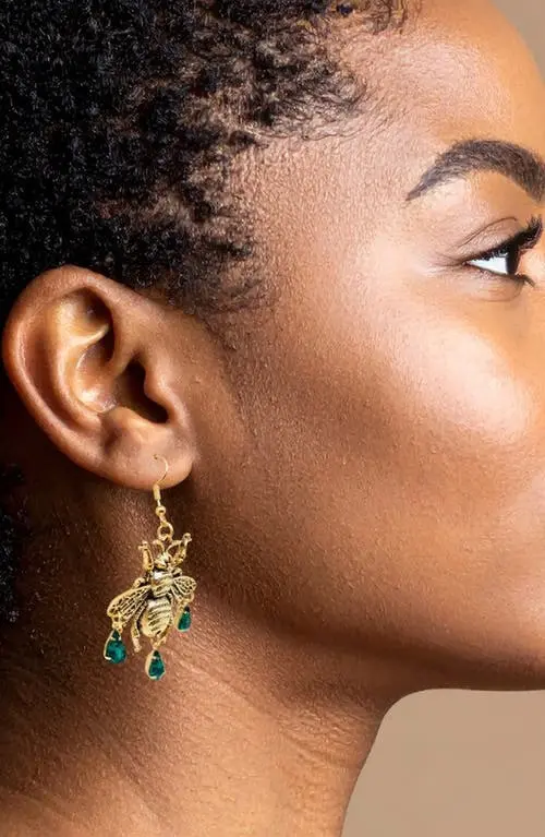 HUMANIST BEAUTY Vintage Cicada Gem Earrings - Green