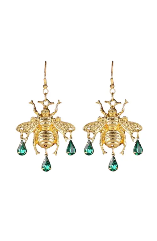 HUMANIST BEAUTY Vintage Cicada Gem Earrings - Green