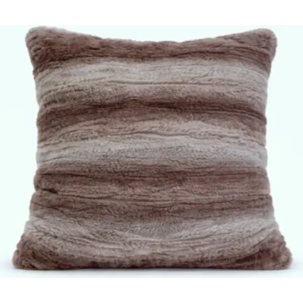 SEA TO ME BLANKETS Pacific Faux Fur Pillow - Mt. Shasta Brown/grey