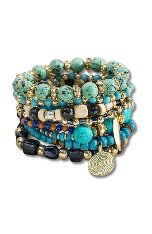 HUMANIST BEAUTY Bohemian Stacking Bracelet Set - Turquoise