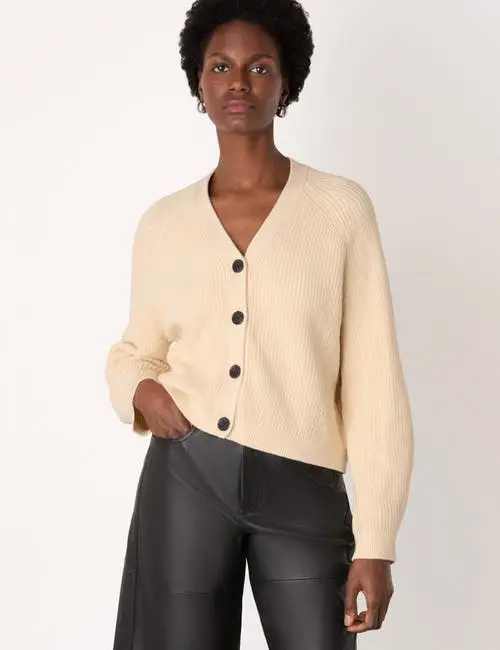 Whistles Cotton V-neck Cardigan - Ivory