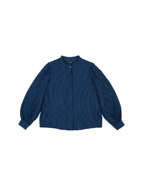 Whistles Textured Animal Stripe Shirt - Navy