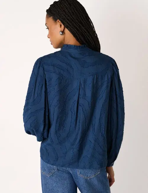 Whistles Textured Animal Stripe Shirt - Navy