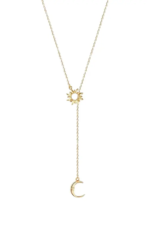 HUMANIST BEAUTY Sun And Moon Lariat Necklace - Gold