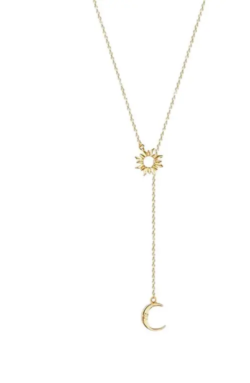 HUMANIST BEAUTY Sun And Moon Lariat Necklace - Gold