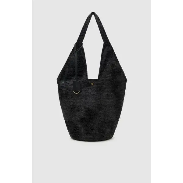 ANINE BING Leah Logo Hobo Bag - Black