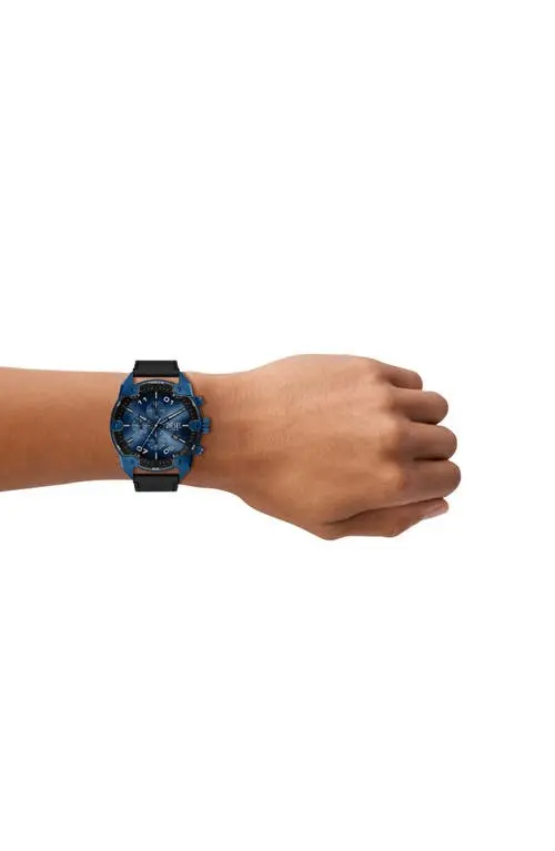 DIESEL® Chronograph Leather Strap Watch - Blue