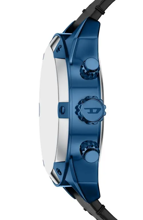 DIESEL® Chronograph Leather Strap Watch - Blue