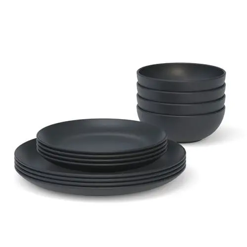 EKOBO Round Dinner Plateset Of 4 - Black