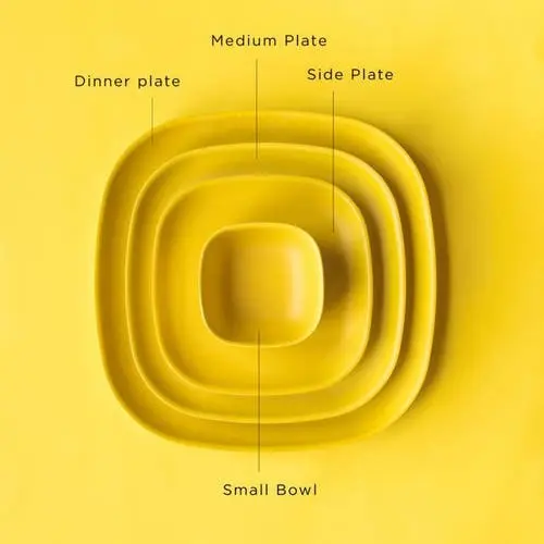 EKOBO Square Dinner Plateset Of 4 - Lemon