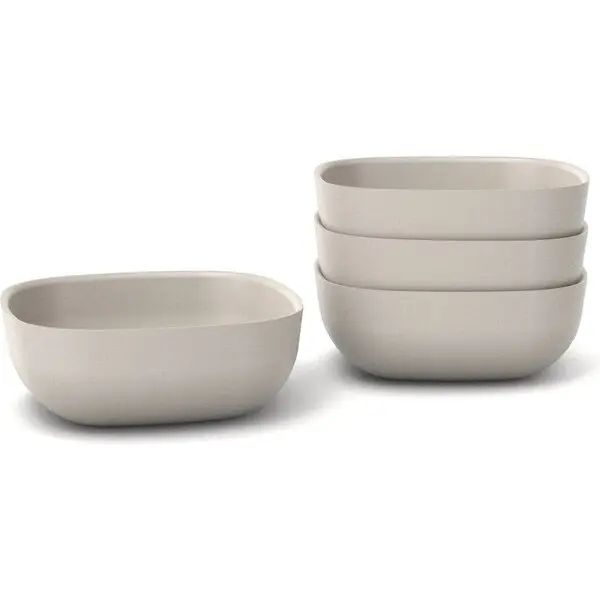 EKOBO Square Cereal Bowlset Of 4 - Stone