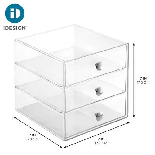 IDESIGN Stackable 3-drawer Vanity Makeup Organizerset Of 2