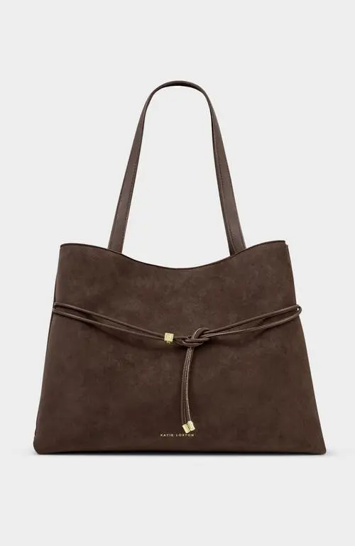 KATIE LOXTON Lori Suedette Tote Bag - Chocolate