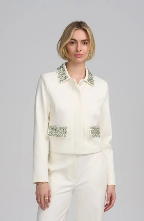 ELLE COLLECTION Embellished Boxy Jacket - Ivory