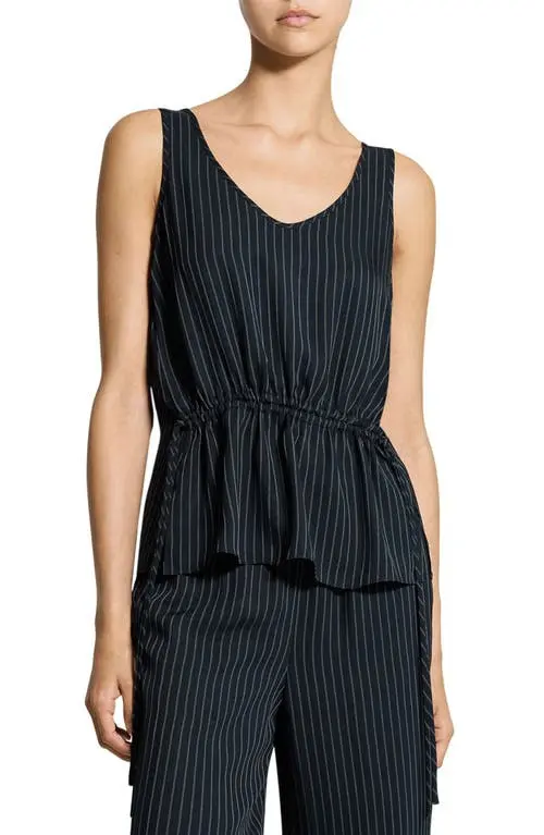 Theory Drawstring Waist Tank - Black Multi