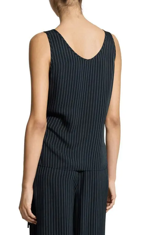 Theory Drawstring Waist Tank - Black Multi