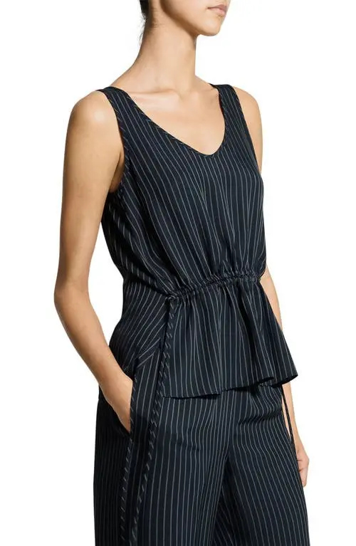 Theory Drawstring Waist Tank - Black Multi
