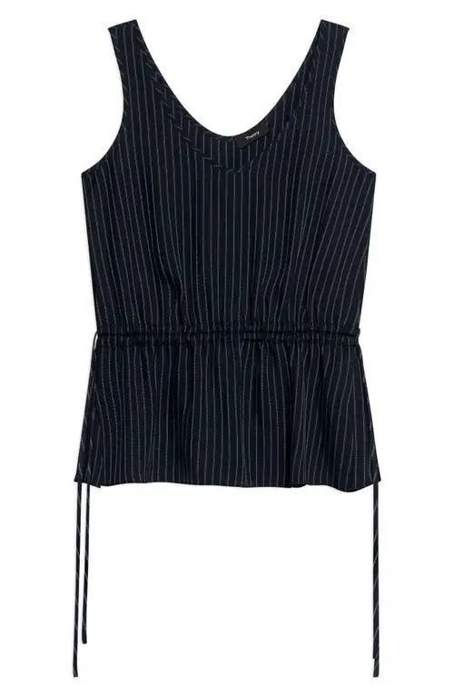 Theory Drawstring Waist Tank - Black Multi