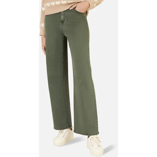YUMI Stretch Canvas Wide Leg Jeans
