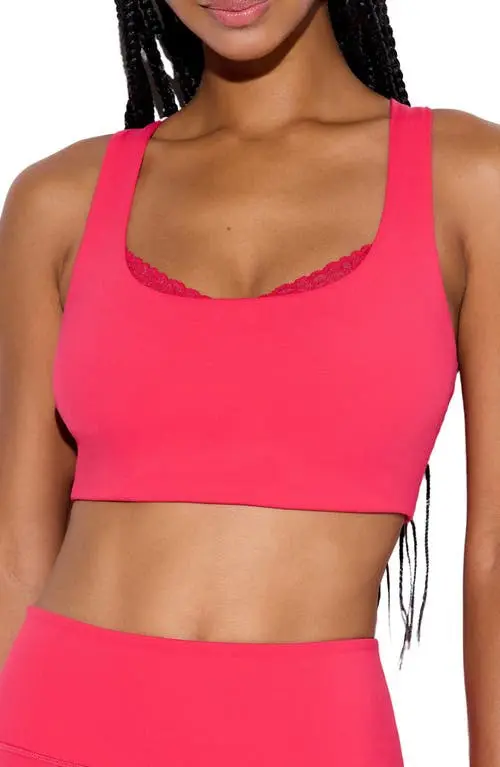 Spiritual Gangster Harmony Lace Trim Racerback Sports Bra - Passion Flower