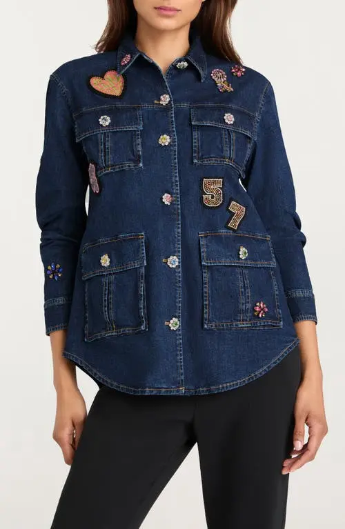 Cinq À Sept Retro Love Vera Denim Jacket - Abyss/multi