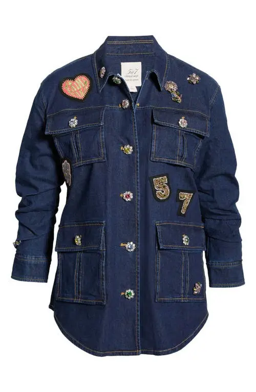 Cinq À Sept Retro Love Vera Denim Jacket - Abyss/multi